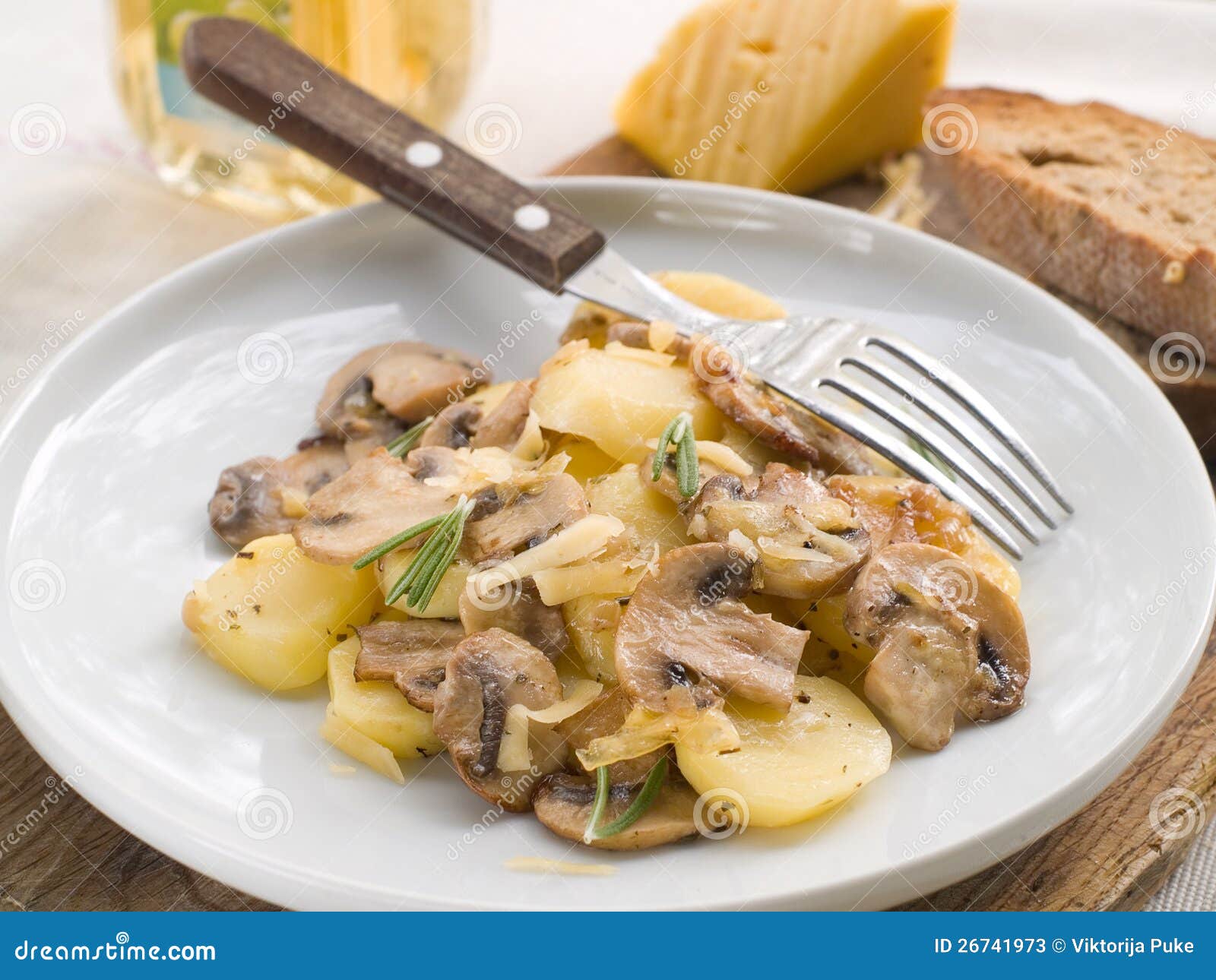 Potato with Edible Mushroom and Cheese Stock Image - Image of food ...