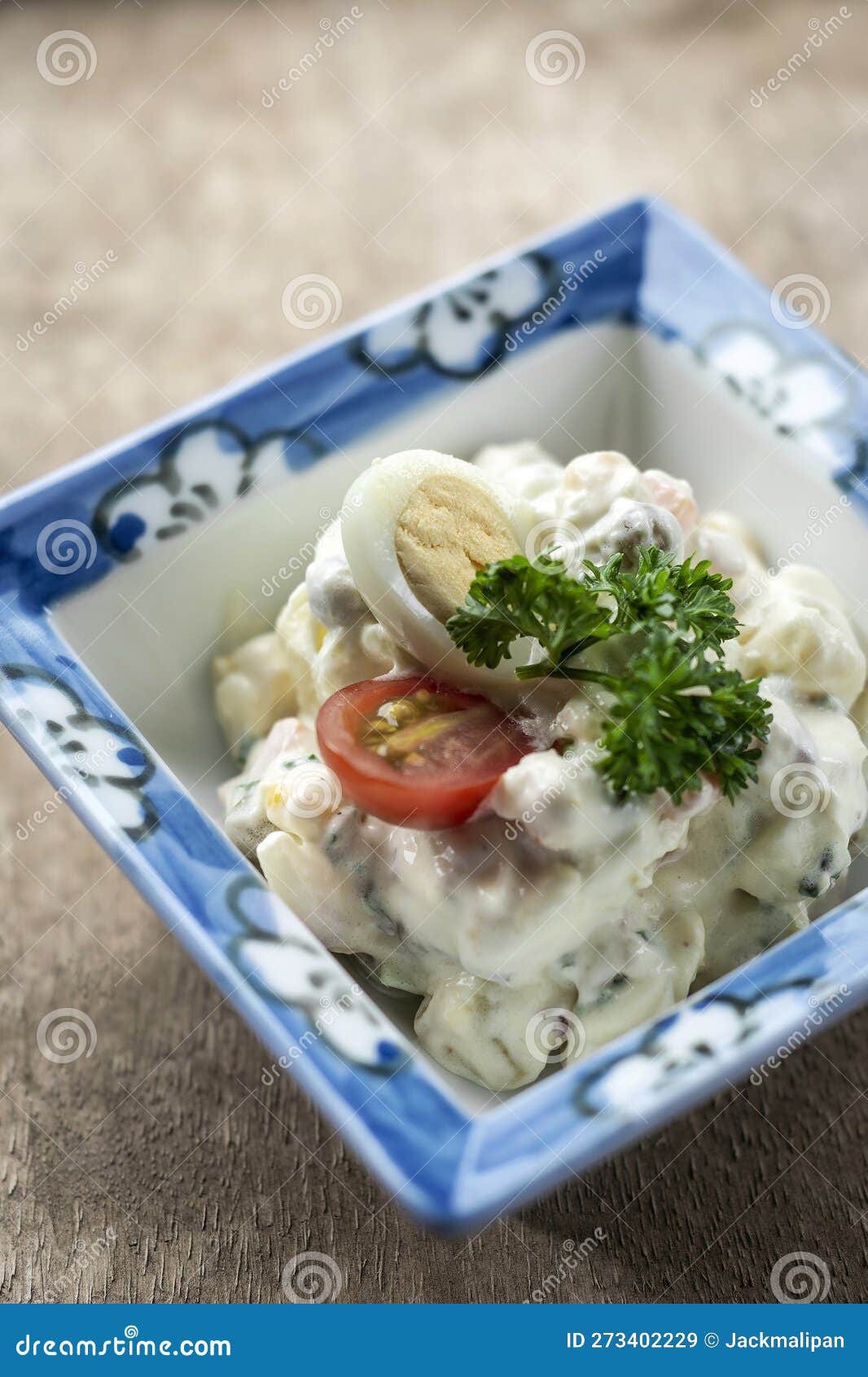 Potato and Egg Salad Tapas in Rustic Restaurant Stock Image - Image of ...