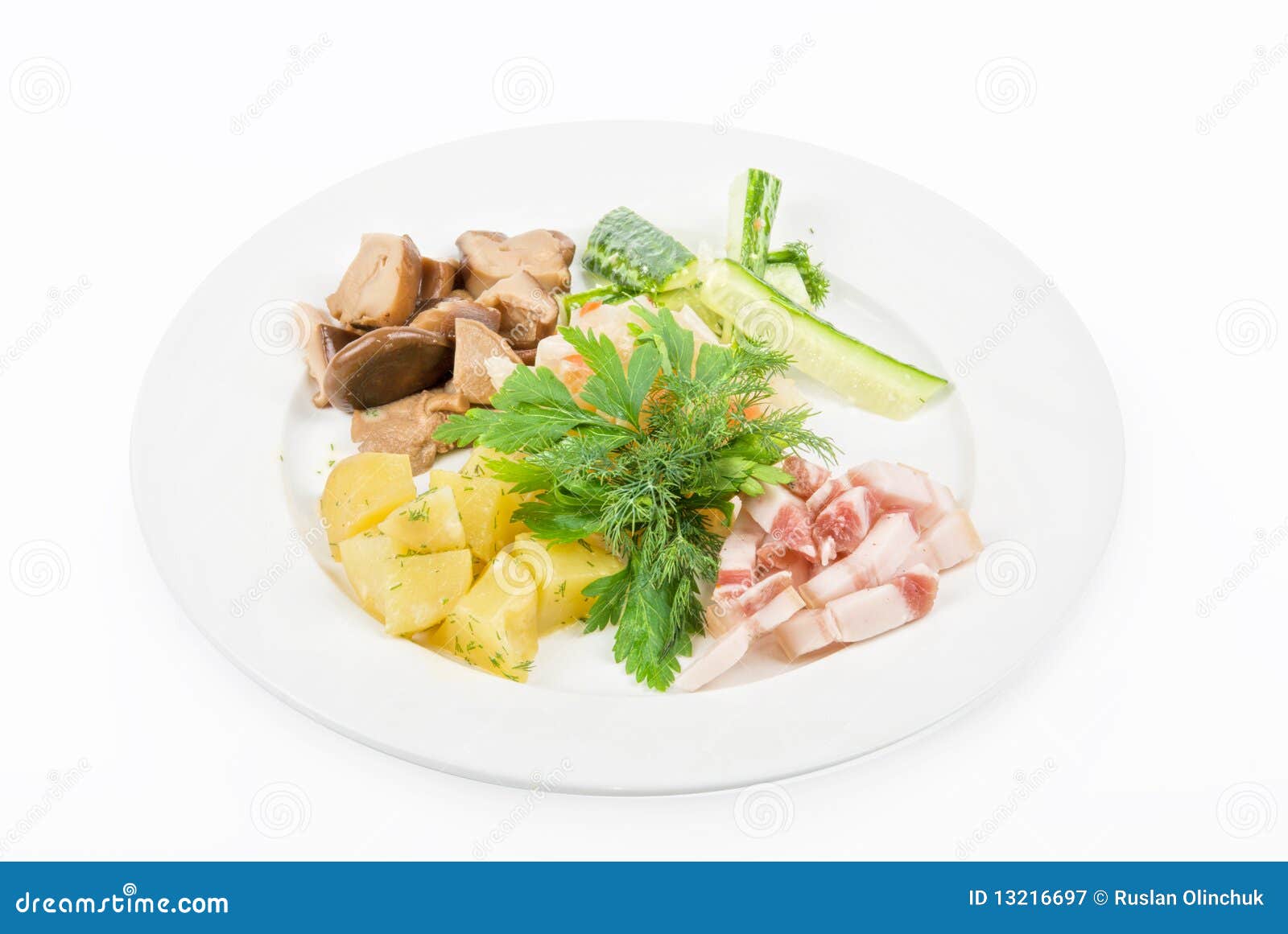 Potato, fat and vegetables stock image. Image of plate - 13216697