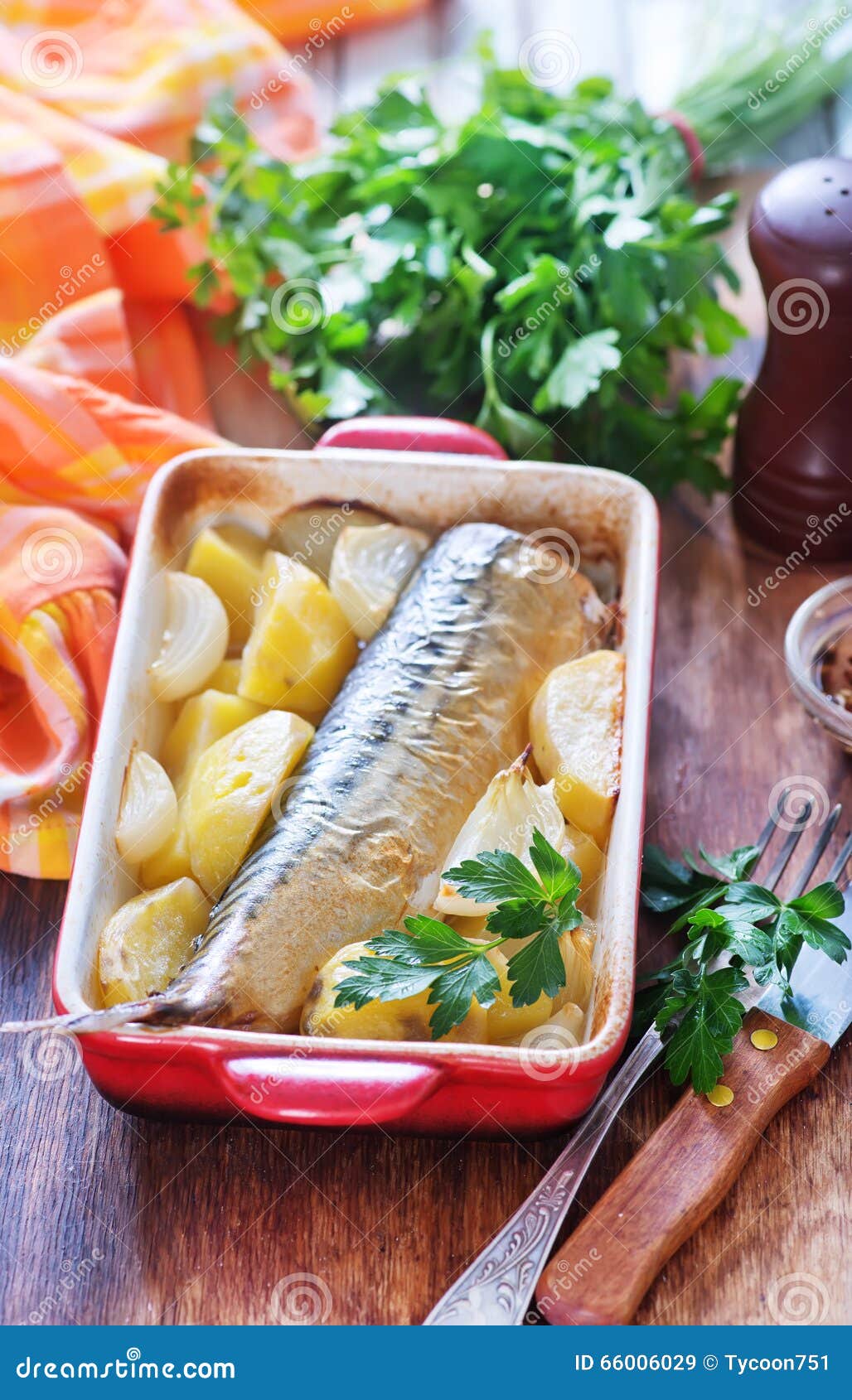 Potato with fish stock image. Image of butter, food, healthy - 66006029