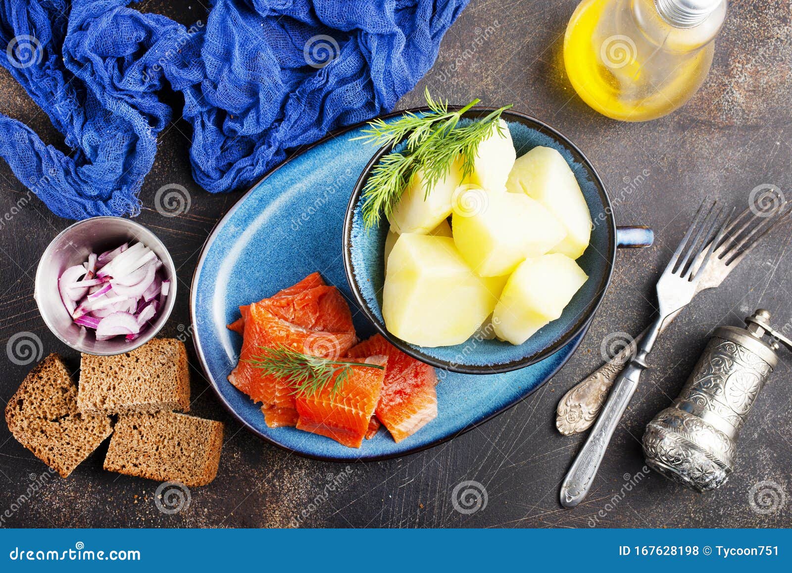 Potato with fish stock photo. Image of bread, readytoeat - 167628198