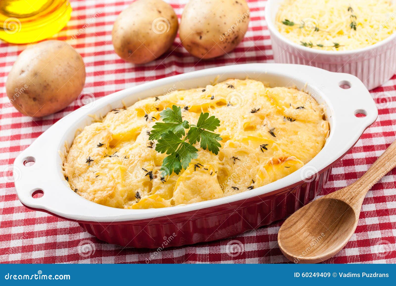 Potato gratin with cheese stock image. Image of food - 60249409