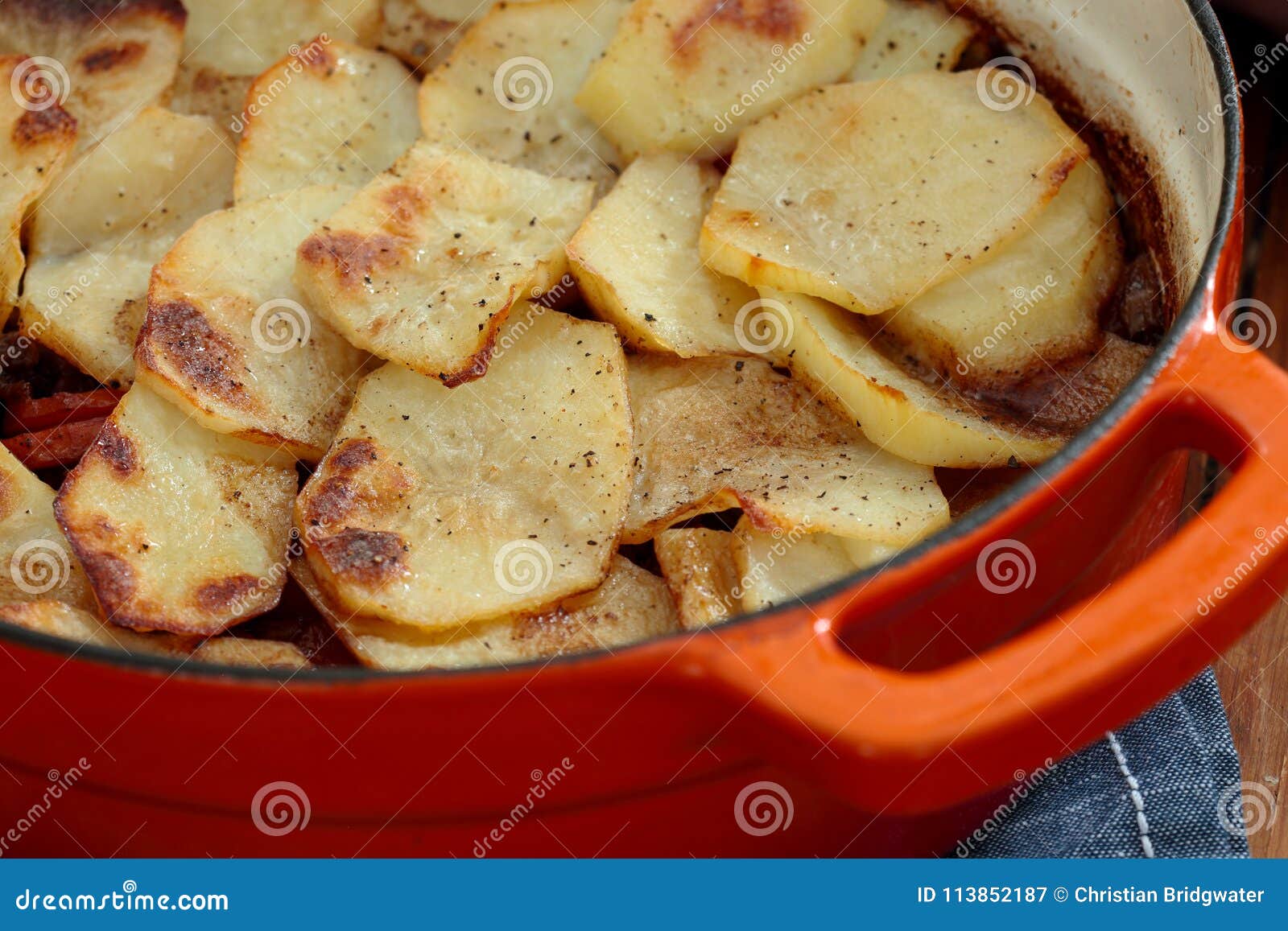 Potato Hot Pot in a Ceramic Dish Stock Image - Image of dining ...