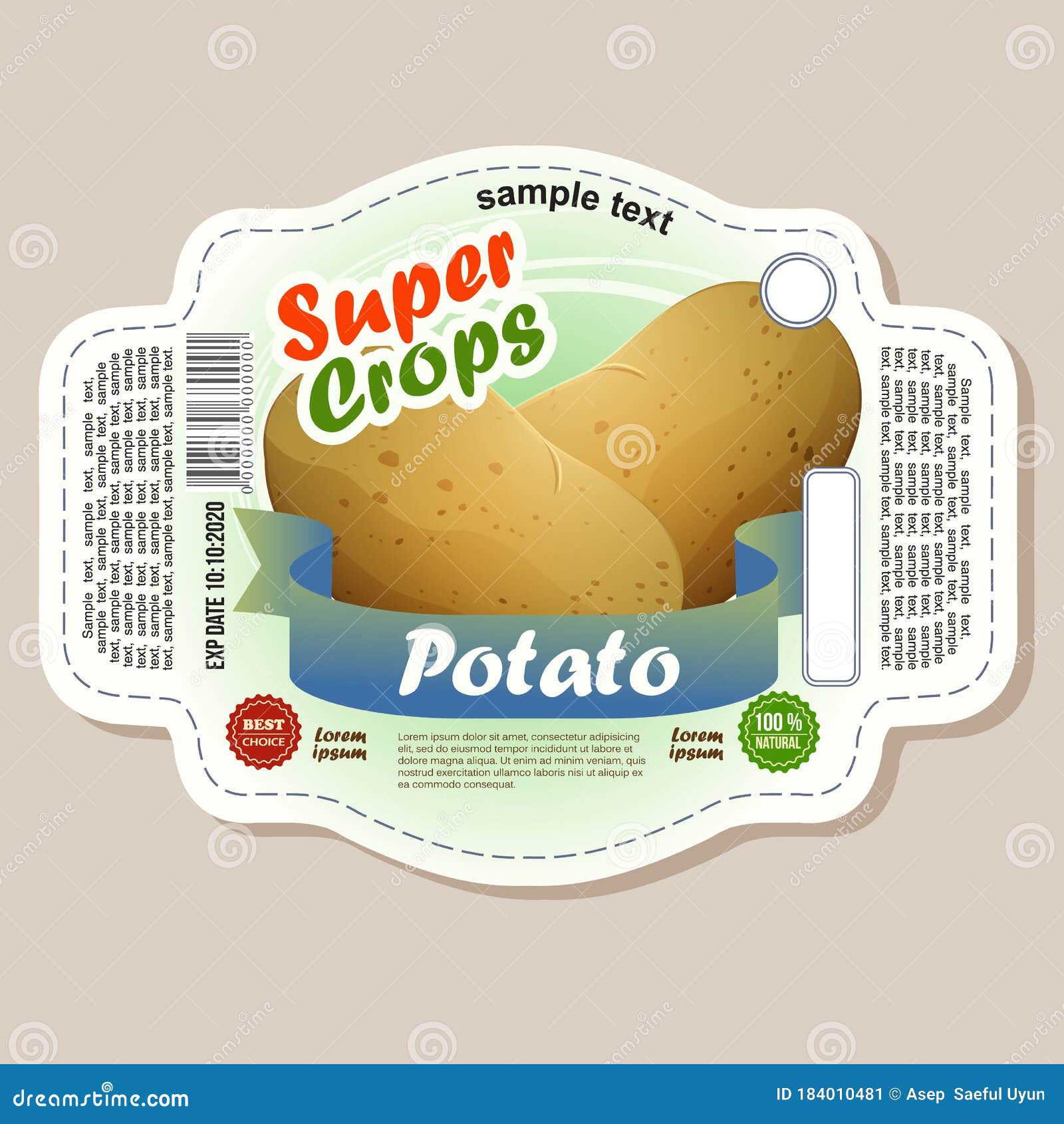 Potato Label Sticker Vegetable Stock Vector - Illustration of ...