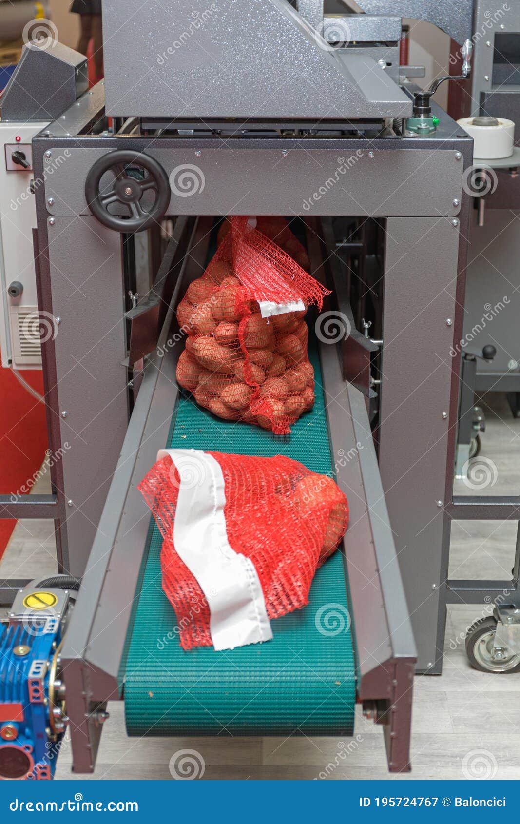 Potato Packing Machine stock image. Image of bags, belt - 195724767
