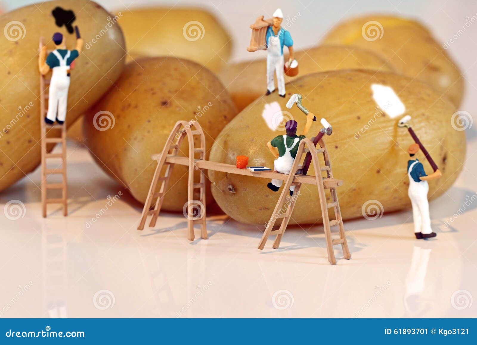 Potato painters stock image. Image of ladders, work, color - 61893701