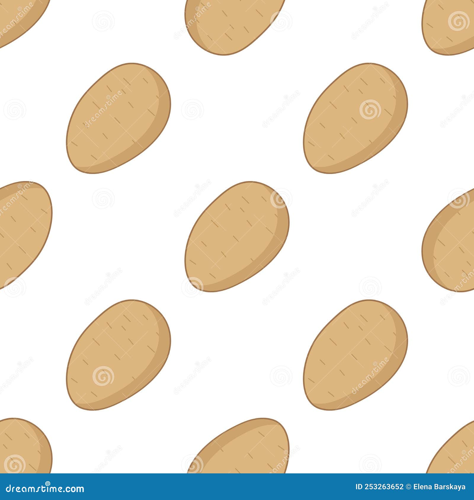 Potato Pattern in the Flat Style on a White Background Stock Vector ...