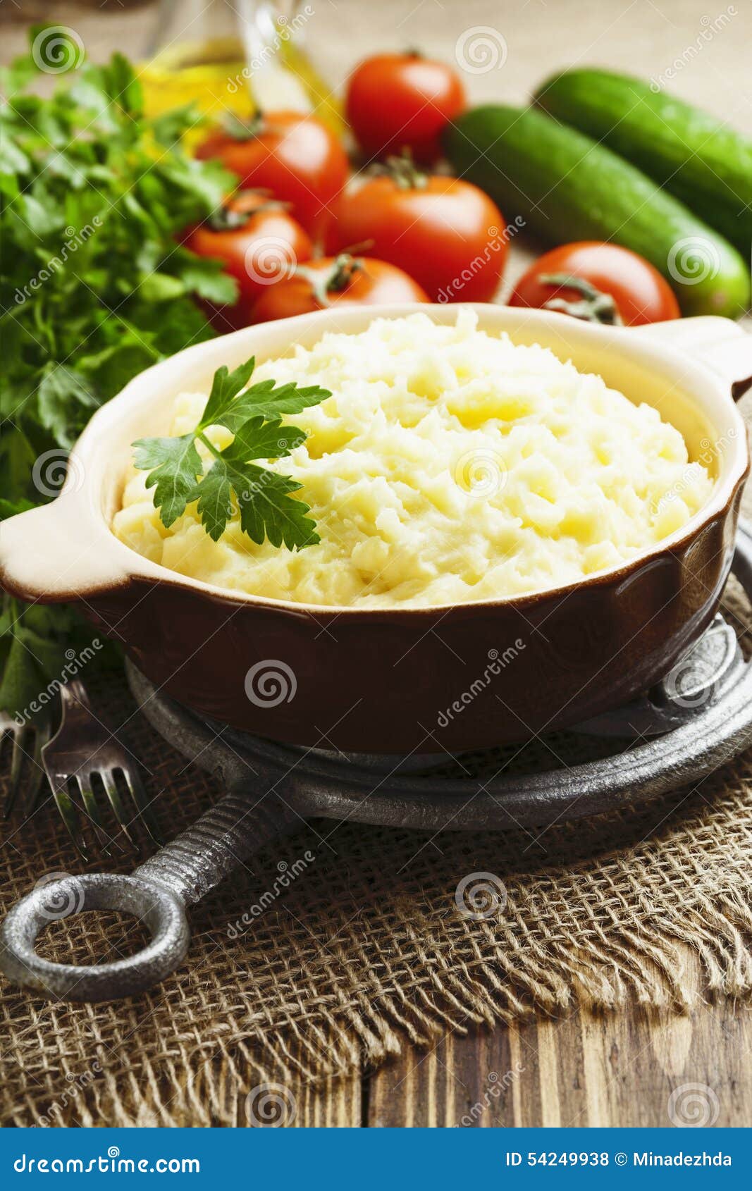 Potato puree stock photo. Image of garnish, boiled, rustic - 54249938