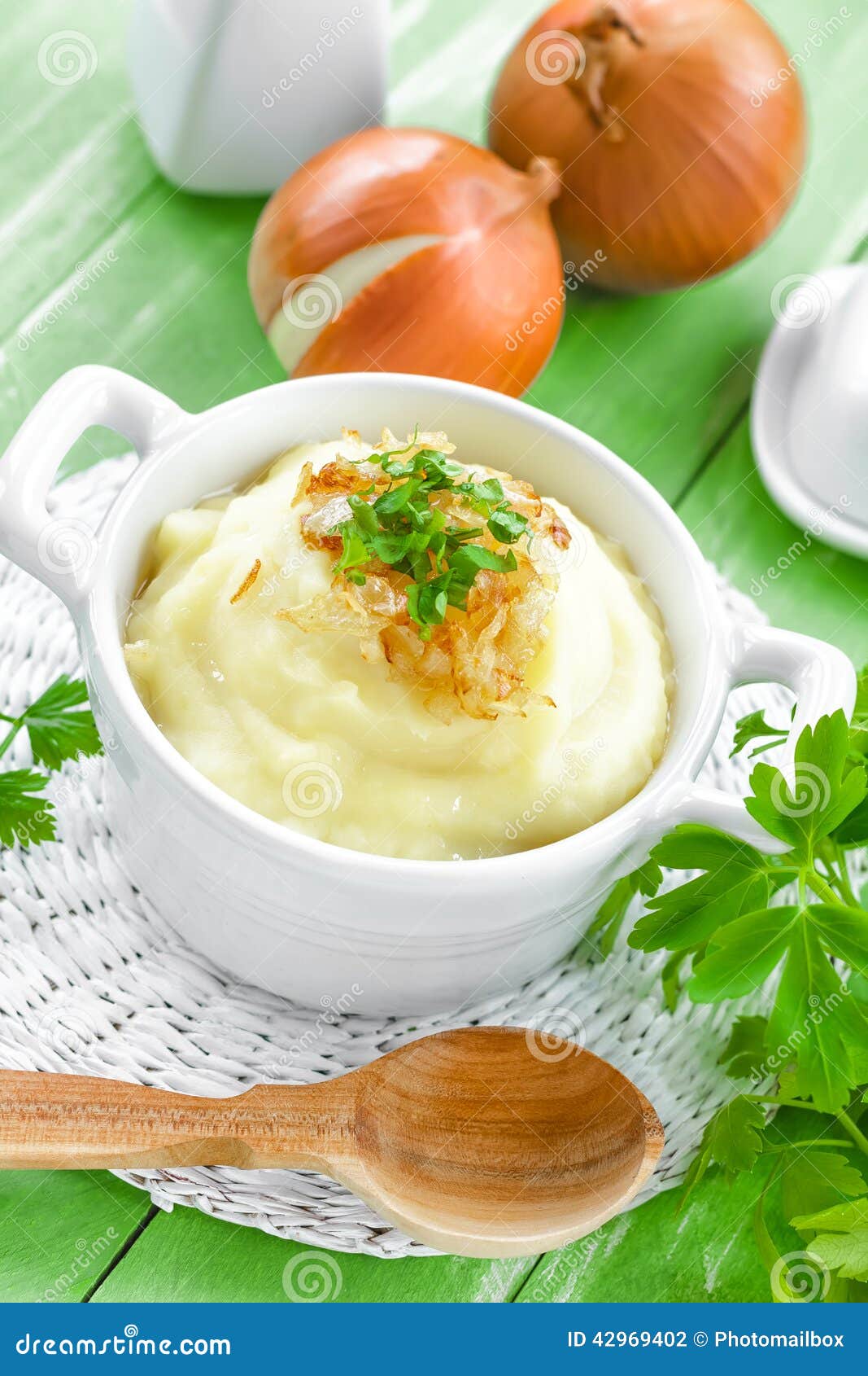 Potato puree stock photo. Image of onion, detail, meal - 42969402