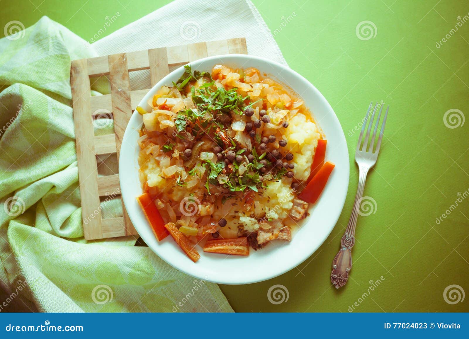 Potato puree and meat stock image. Image of meat, homemade - 77024023