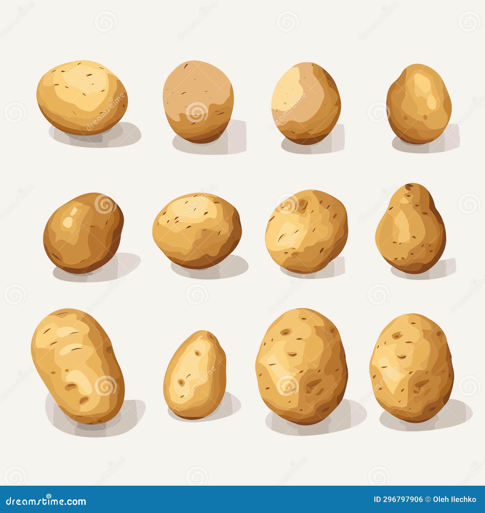 Potato Realistic Set Vector Flat Minimalistic Isolated Illustration ...