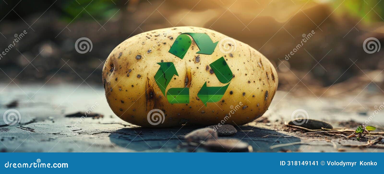 Potato with Recycling Symbol Outdoors Stock Image - Image of ...