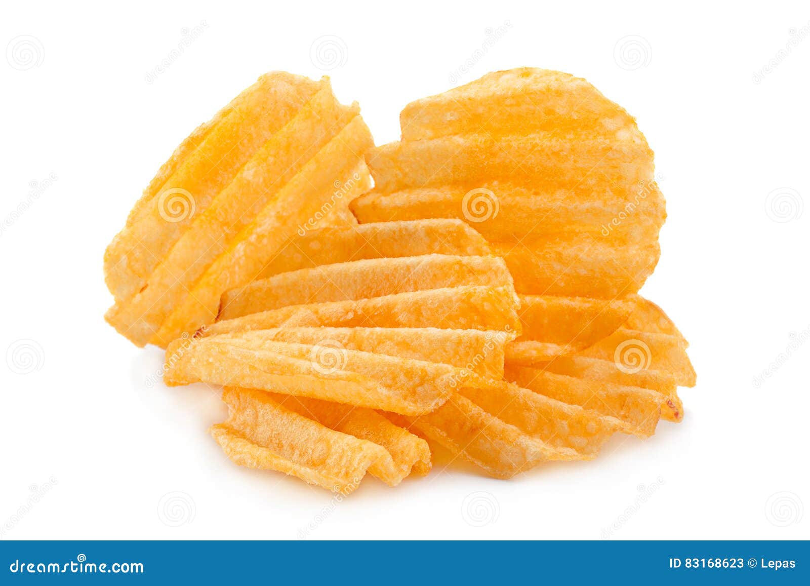 Potato Ribbed Chips on White Stock Image - Image of heap, food: 83168623