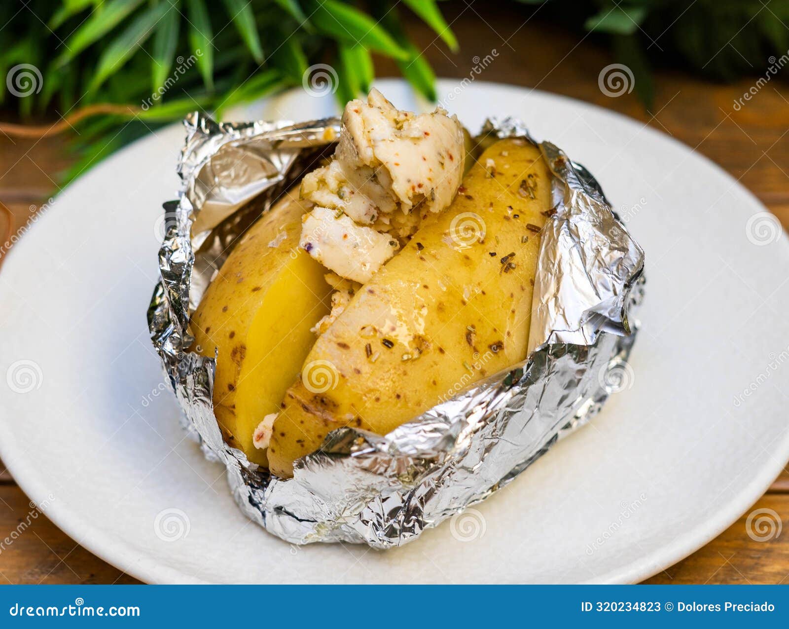 Potato Roasted Over Fire with Butter Stock Image - Image of firewood ...