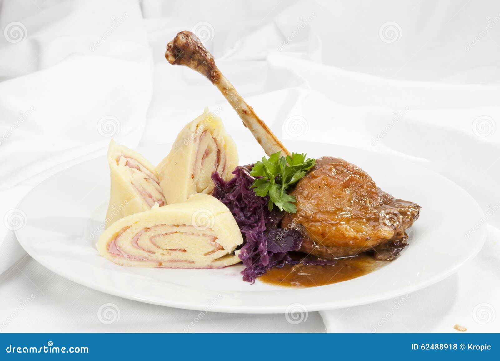 Potato Roulade with Spinach, Carrot and Curry Rice Stock Photo - Image ...