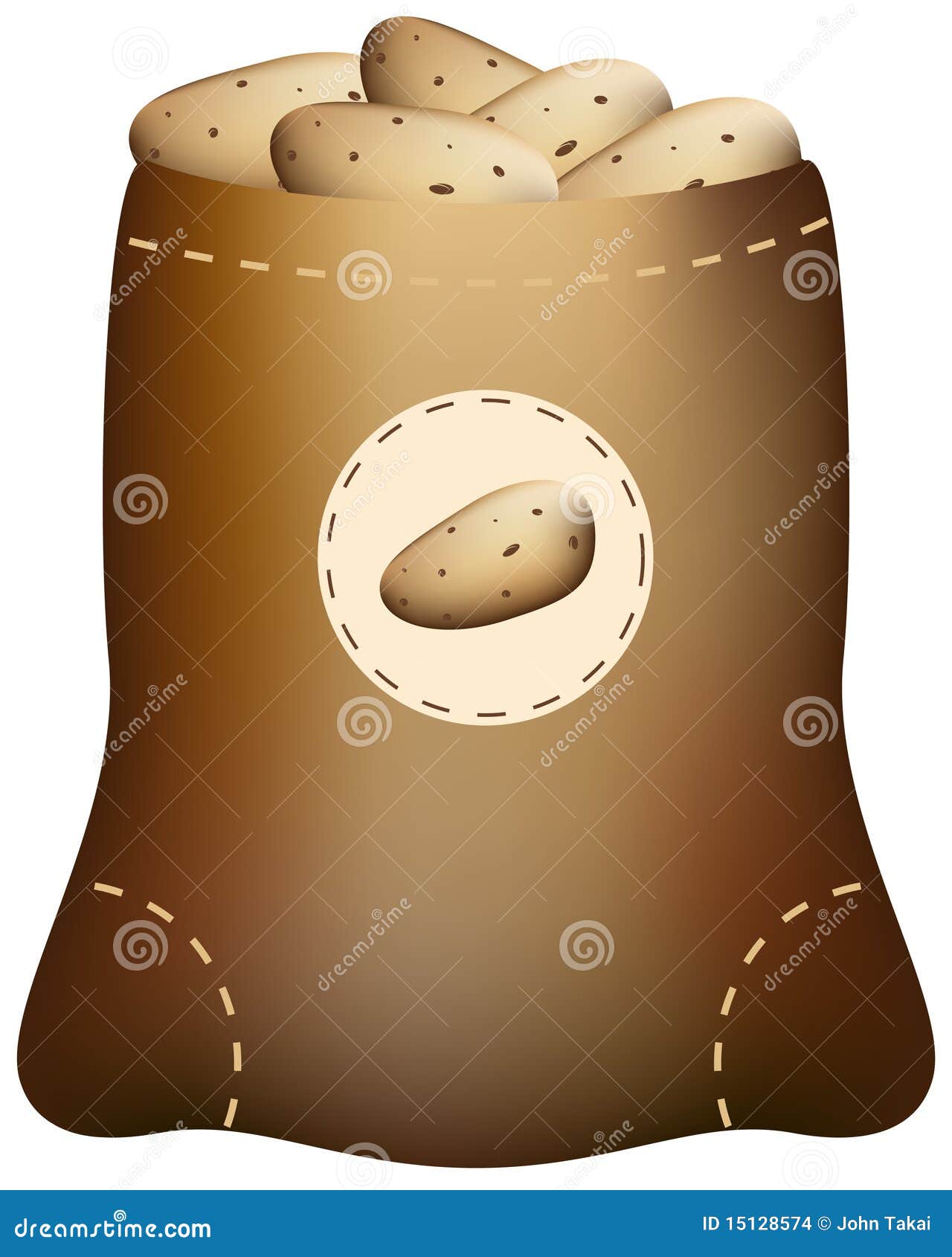 Potato Sack stock vector. Illustration of stitch, isolated - 15128574