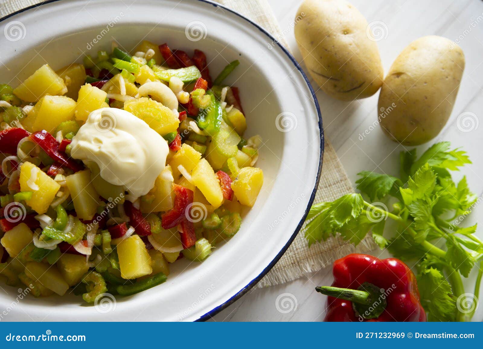 Potato Salad, Celery, Cherry Tomatoes and Mayonnaise. Stock Image ...