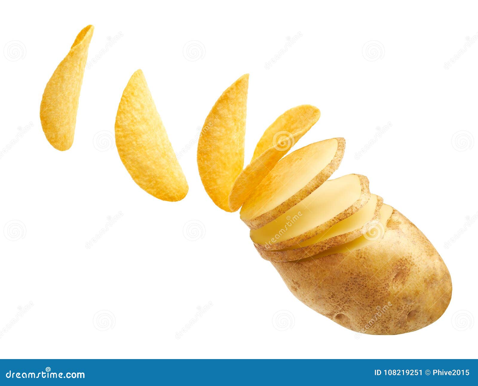 Potato Slices Turning into Chips Isolated Stock Image - Image of ...