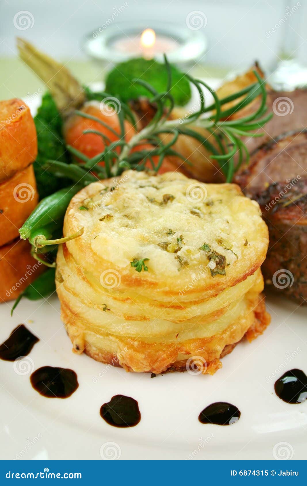 Potato Stack and Baked Vegetables Stock Image - Image of cutlery ...