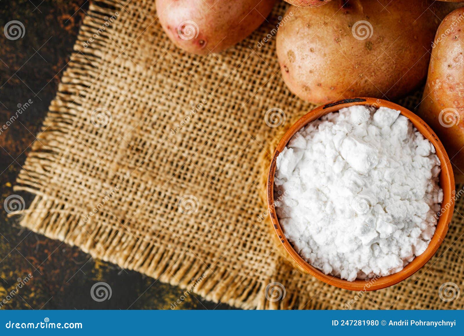 Potato Starch on a Dark Rustic Background Stock Photo - Image of ...