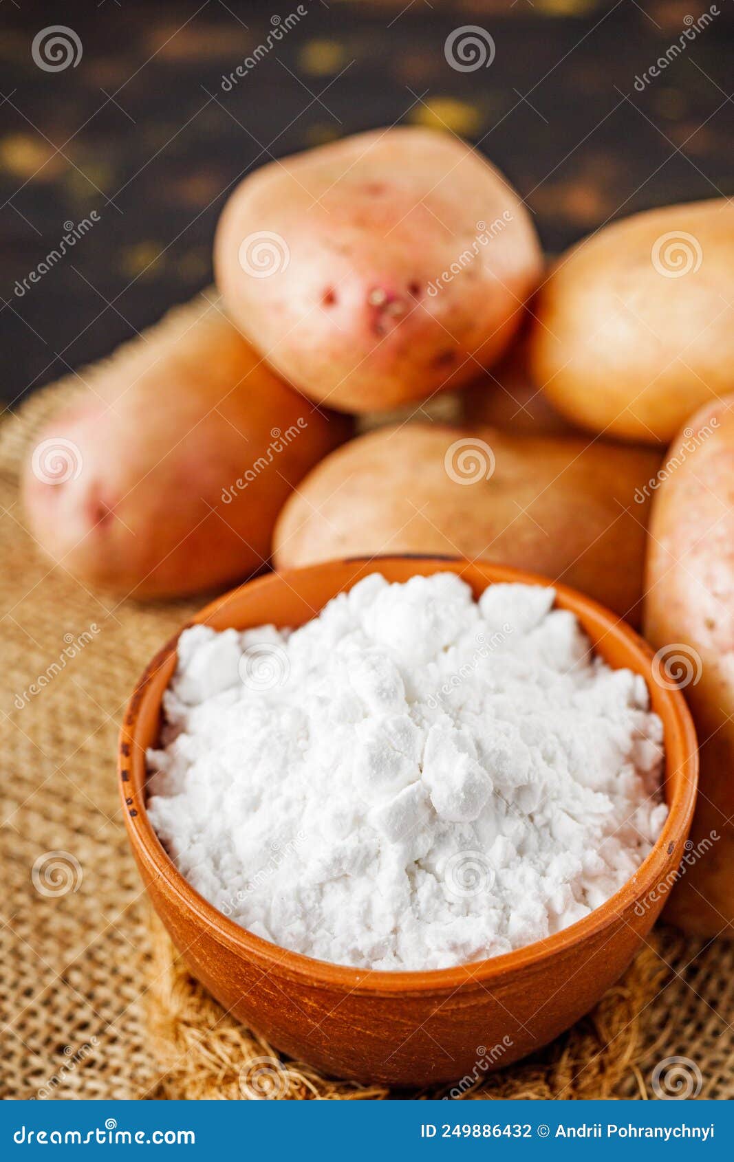 Potato Starch on a Dark Rustic Background Stock Photo - Image of ...