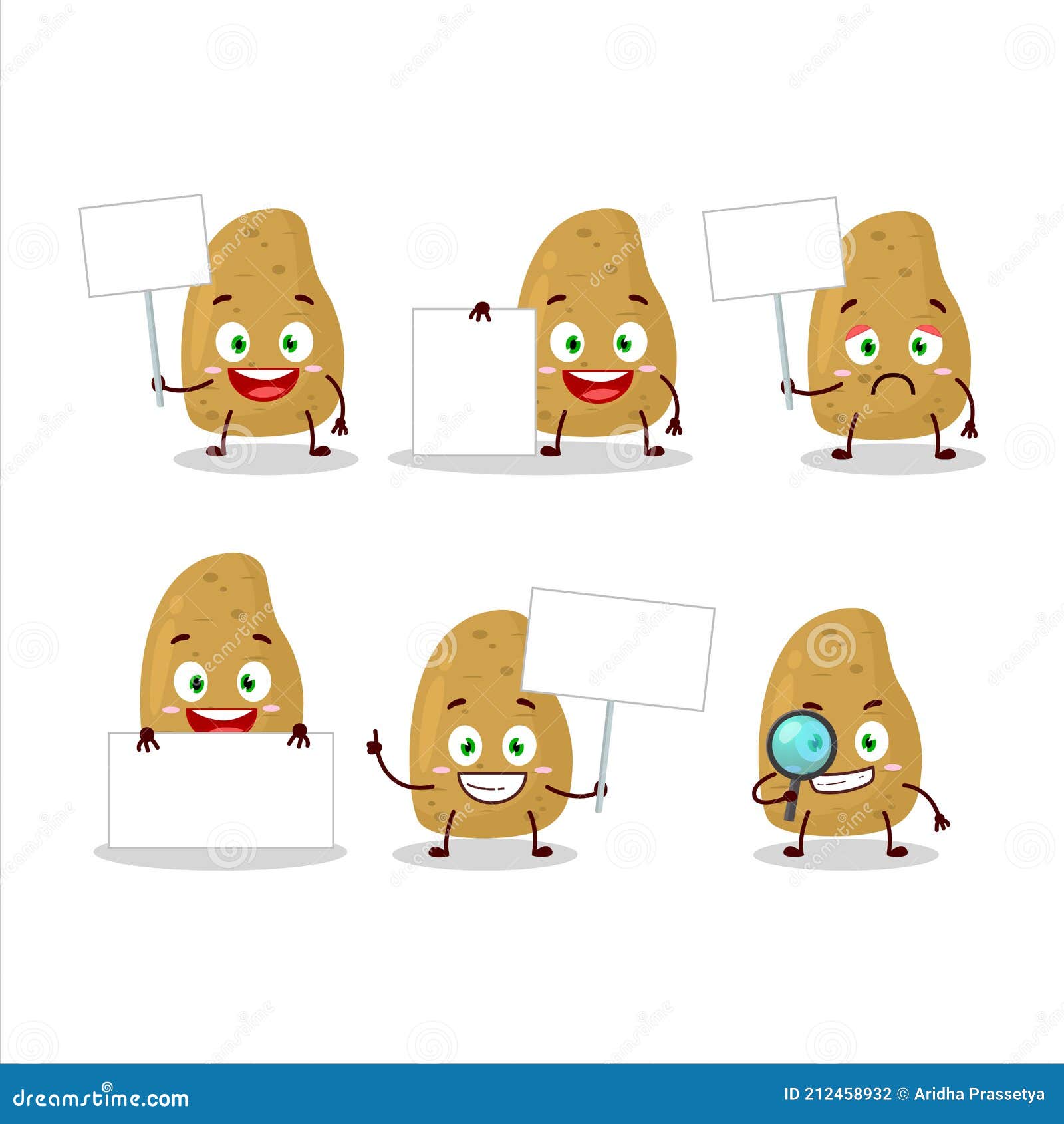 Potatoe Cartoon in Character Bring Information Board Stock Vector ...