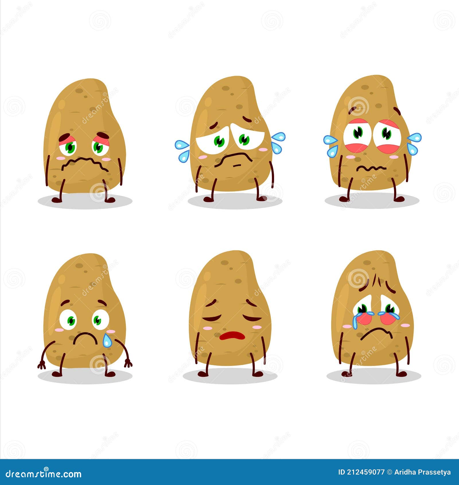 Potatoe Cartoon in Character with Sad Expression Stock Vector ...