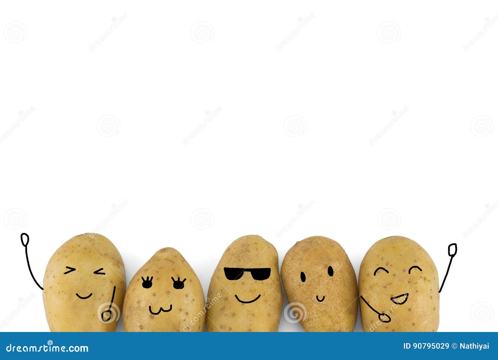 Potatoes Cartoon Characters on White Stock Image - Image of blank ...