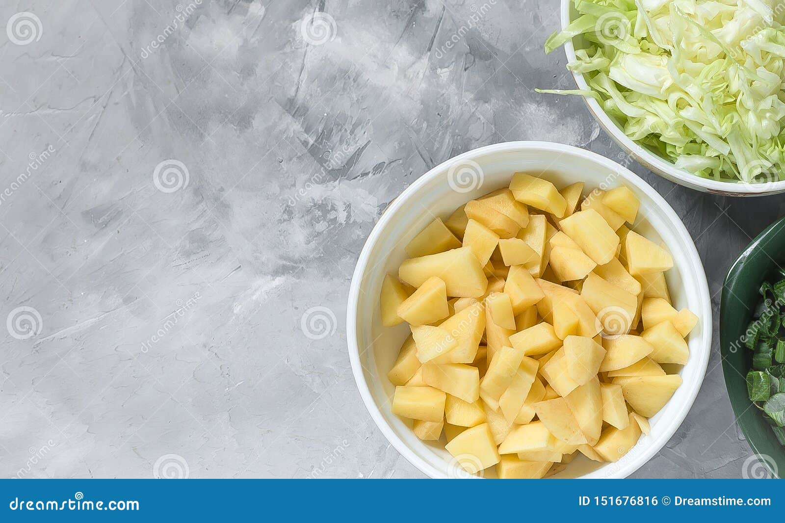 Potatoes Cut into Different Pieces with a Sharp Node Stock Photo ...