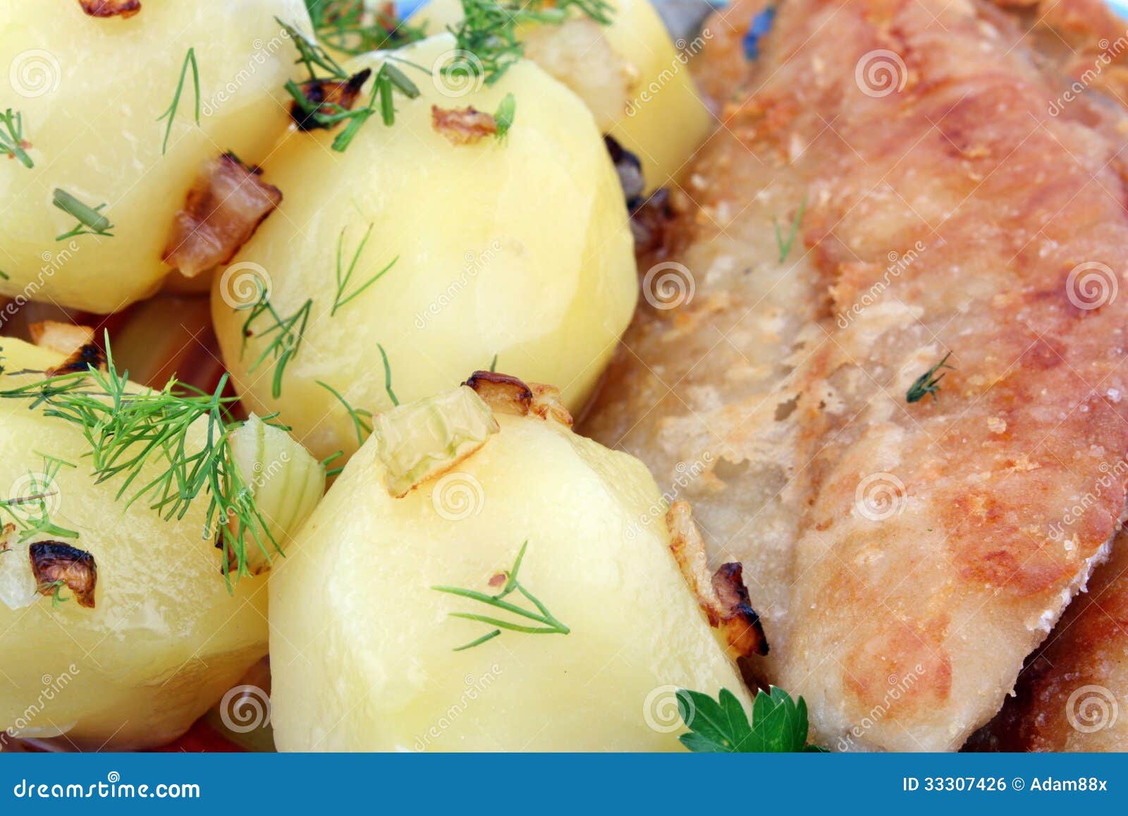 Potatoes with fish stock photo. Image of food, eating - 33307426