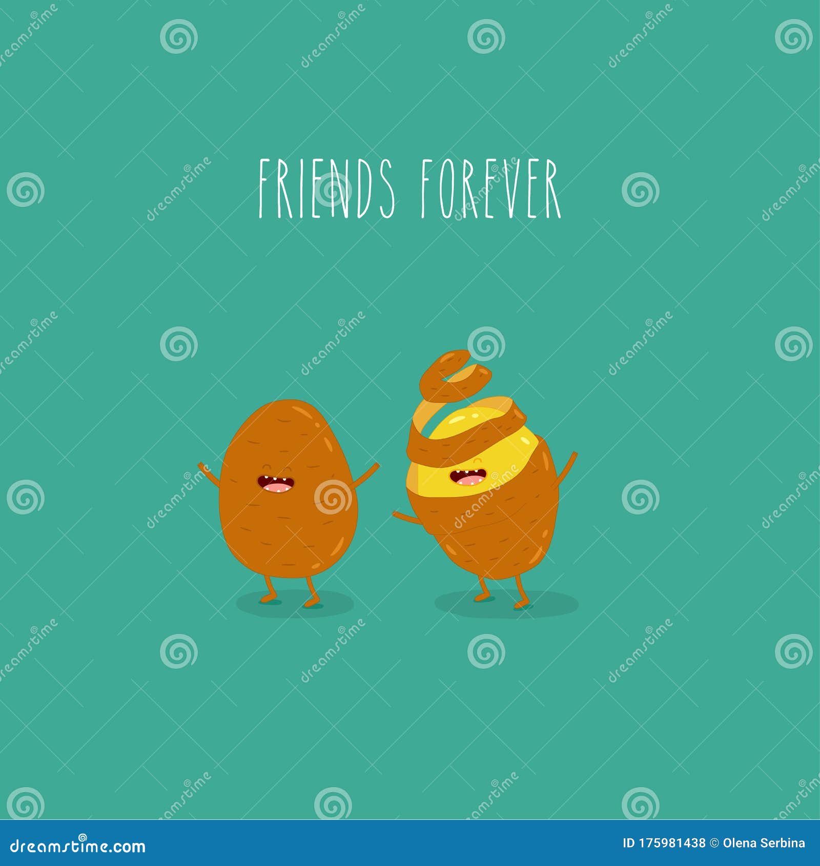 Potatoes Friends Forever. Vector Graphics. Funny Image Stock ...