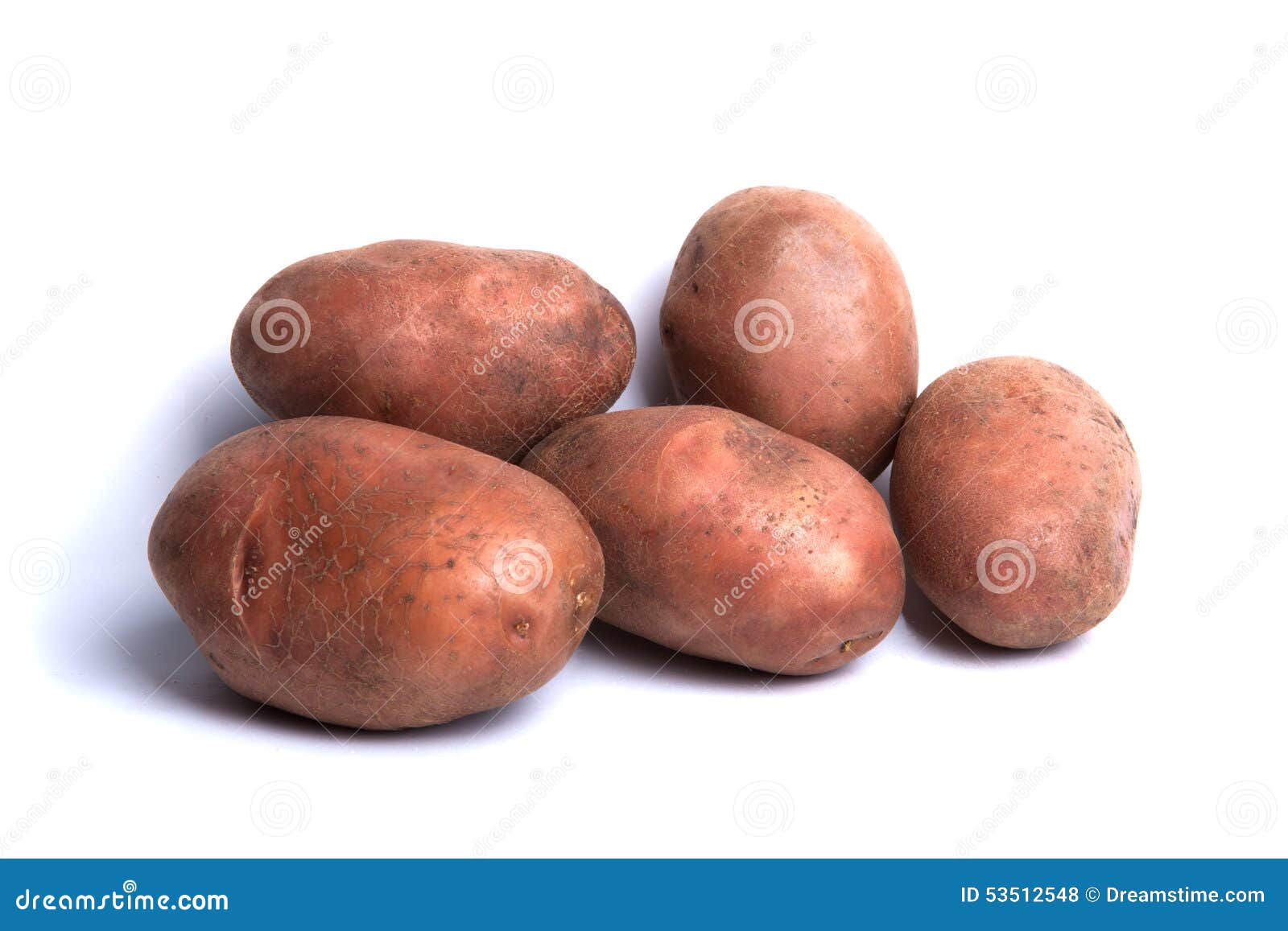 Five Potatoes, Full Nutritional Ingredients, On A Bamboo Board Stock ...