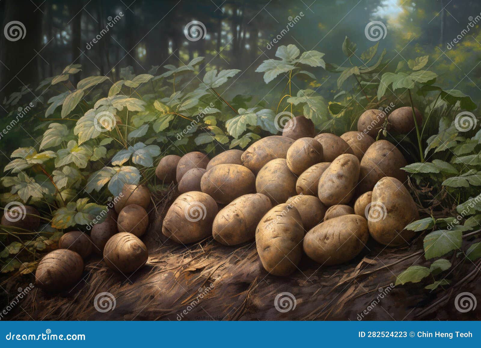 Potatoes Lying on the Ground in the Forest. Generative Ai Stock Image ...