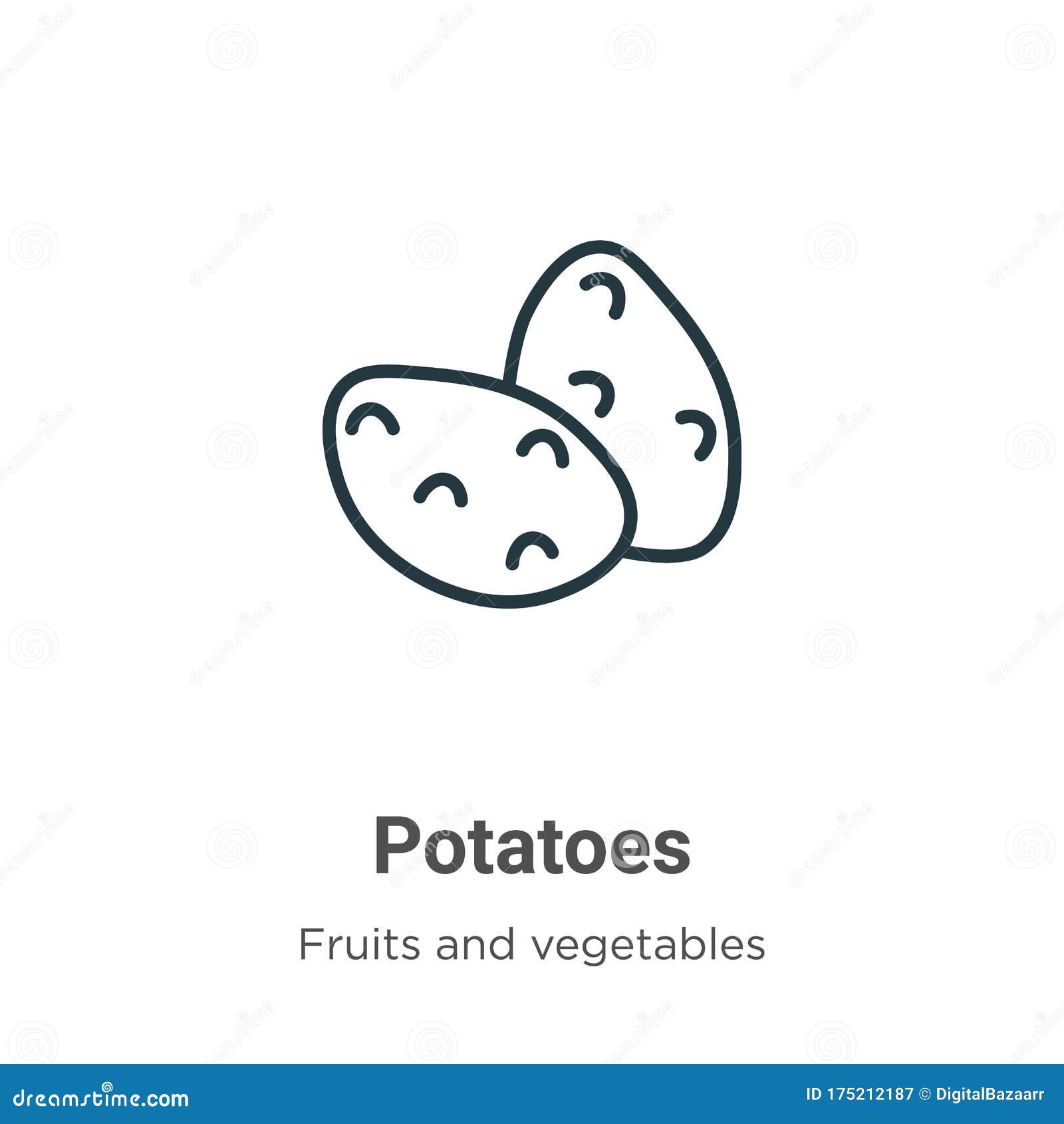 Potatoes Outline Vector Icon. Thin Line Black Potatoes Icon, Flat ...