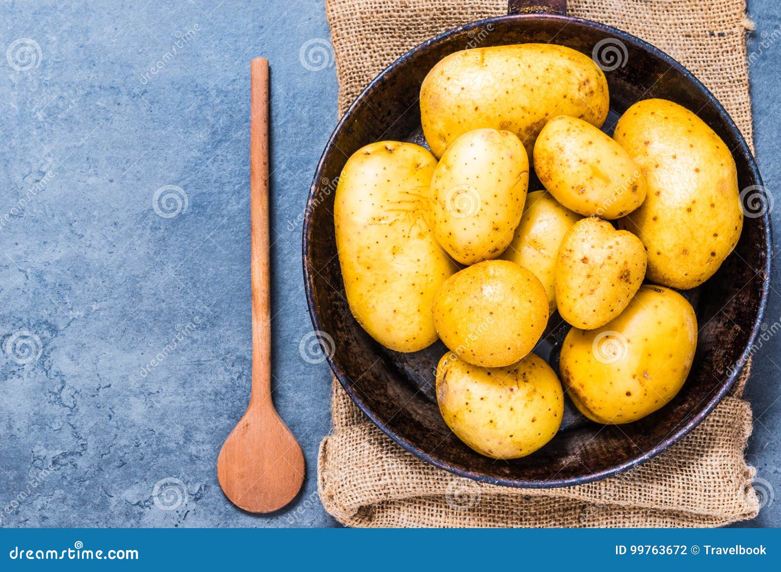 Potatoes top view. stock photo. Image of brown, heap - 99763672