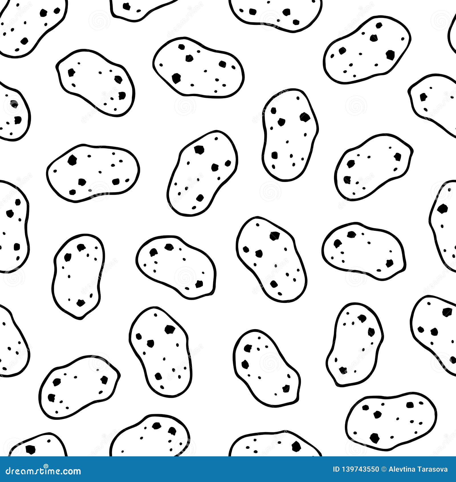 Potatoes pattern stock vector. Illustration of drawn - 139743550