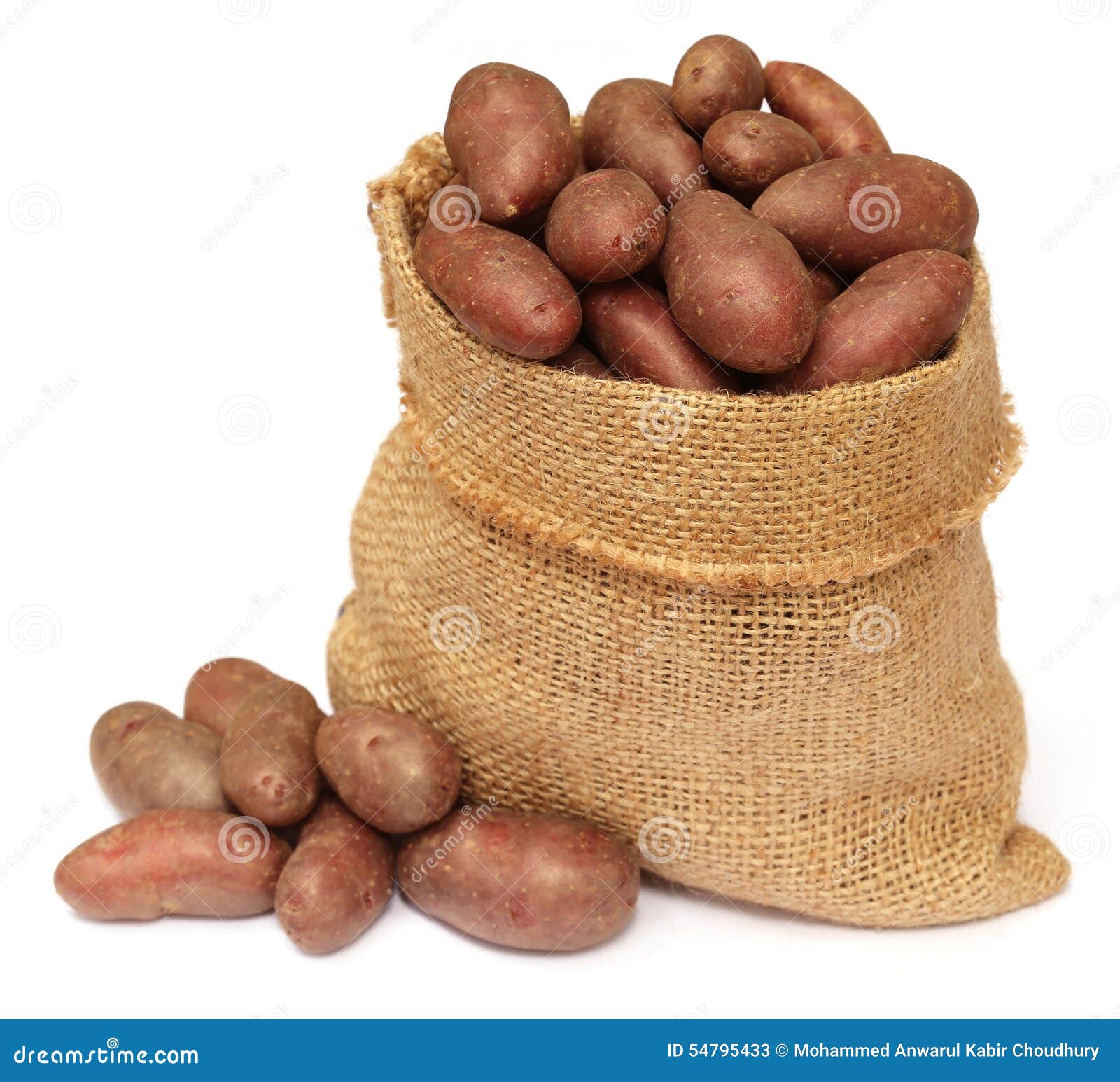 Potatoes in a Sack Bag Over White Background Stock Image - Image of ...