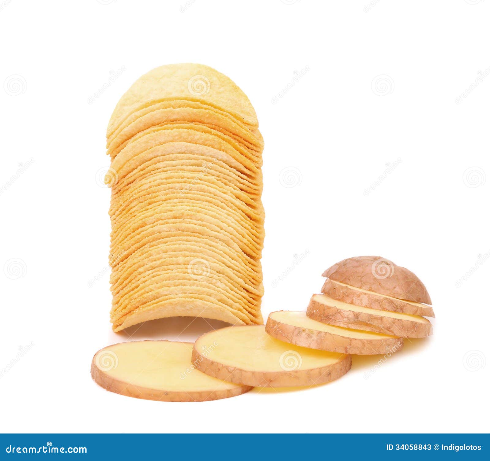 Potatoes Slices and Stack of Chips. Stock Image - Image of slice, meal ...