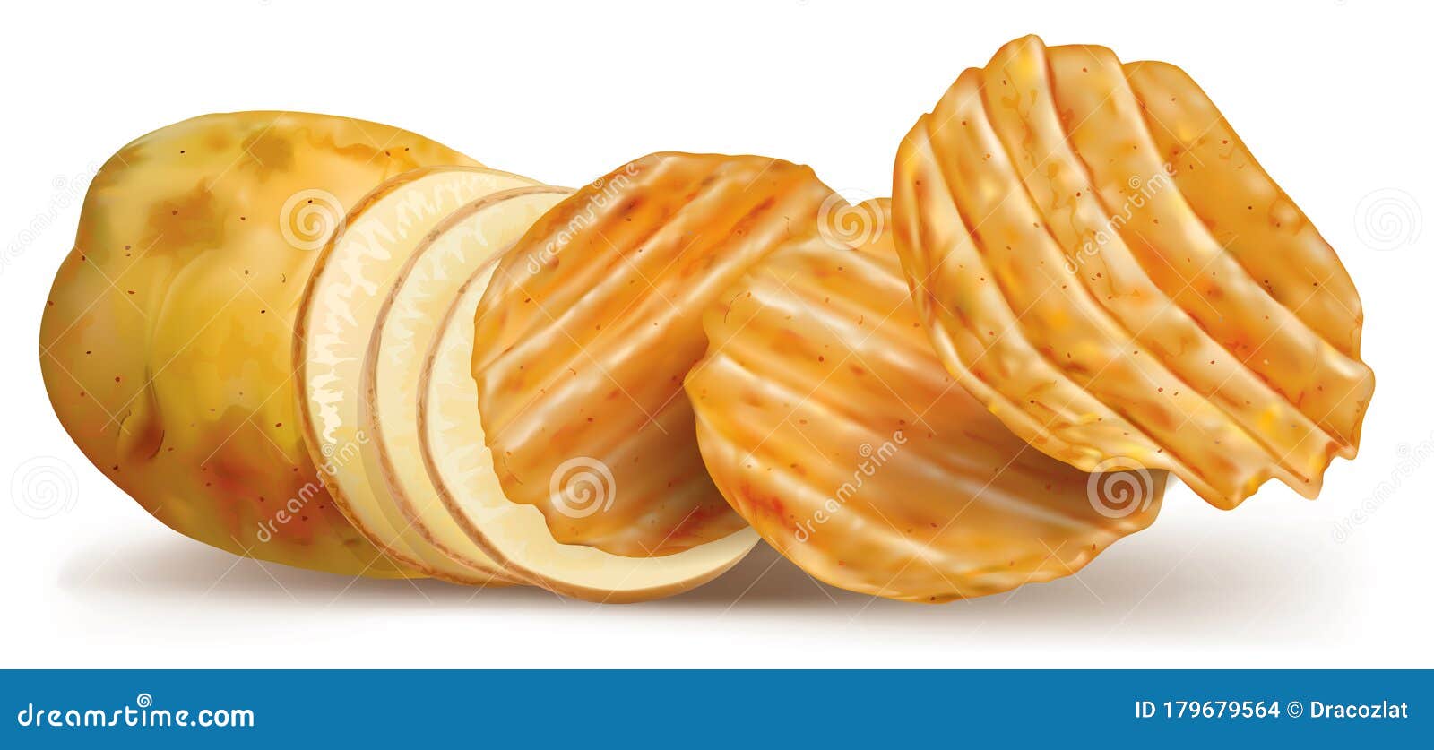 Potatoes Tuber and Potato Wavy Chips Stock Vector - Illustration of ...
