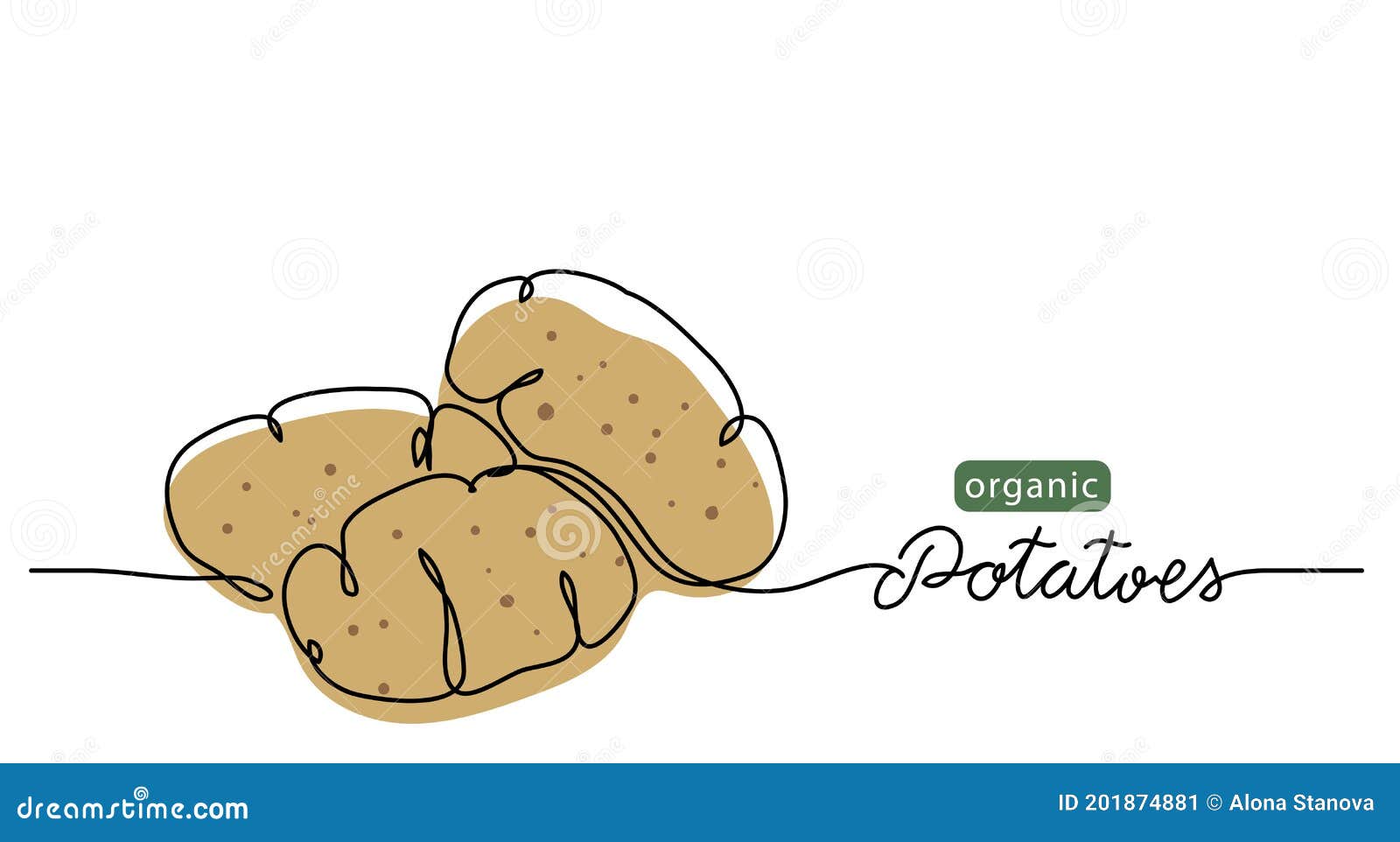 Potatoes Vector Illustration. One Line Drawing Art Illustration With ...