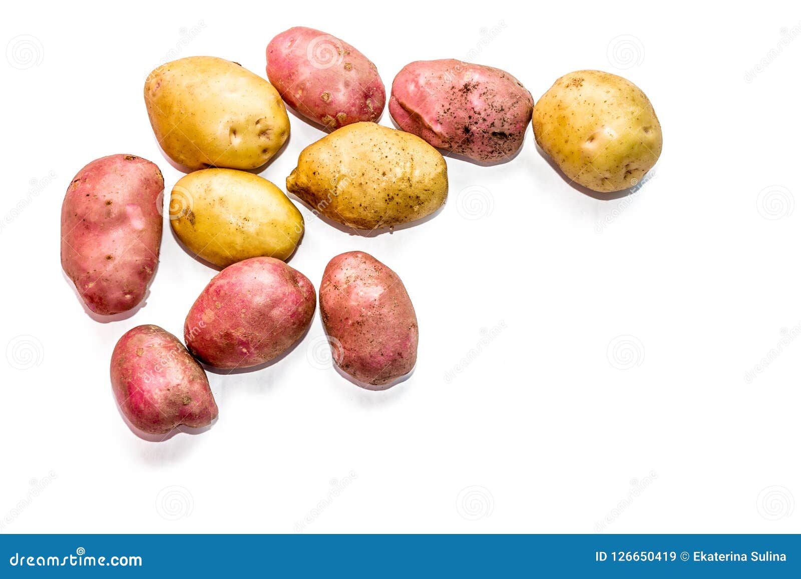 Potatoes on a White Background. Assorted Potatoes. Red Scarlet, Gala ...