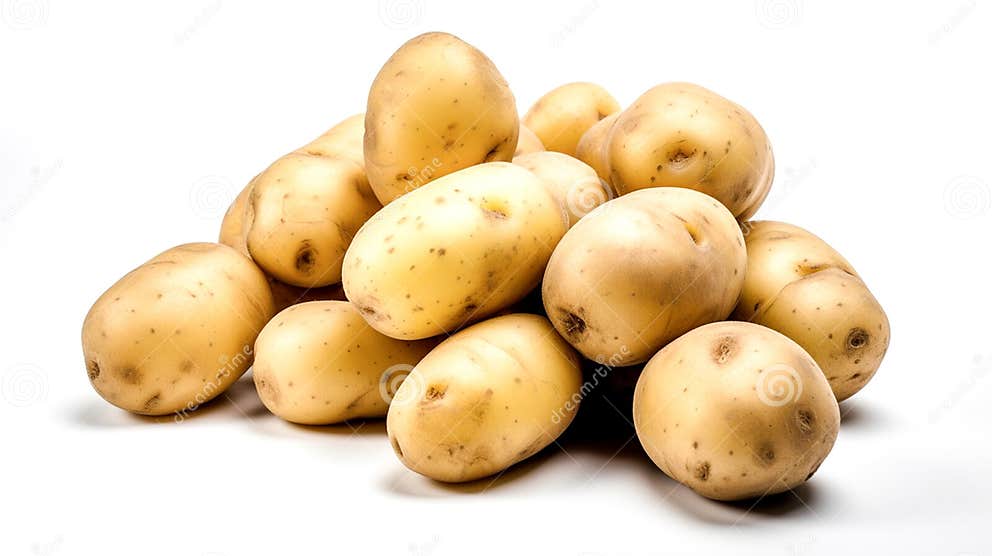 Potatoes on White Background, Space To Enter Text To Write a Message ...