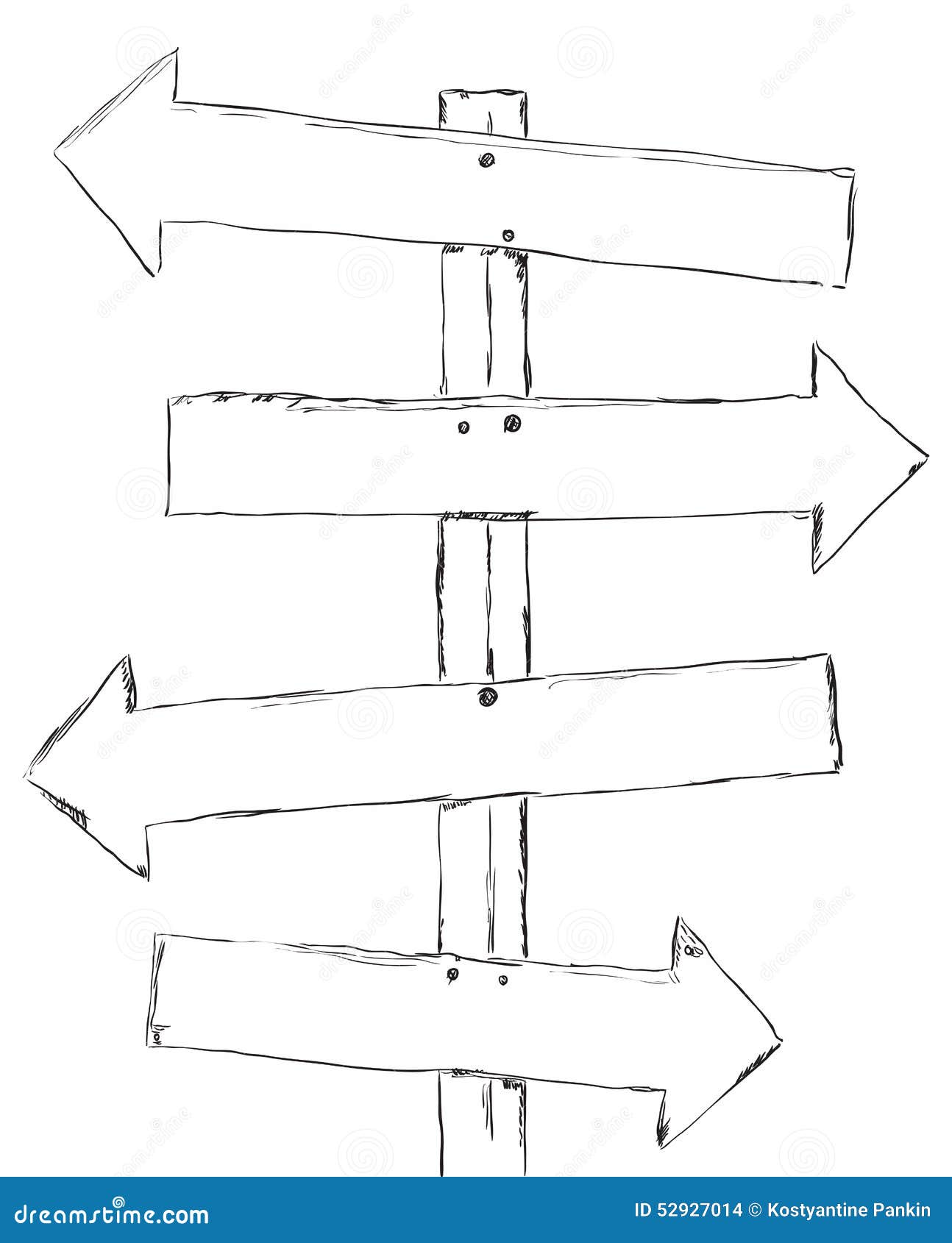 Poteau Indicateur En Bois De Dessin Illustration de Vecteur ...
