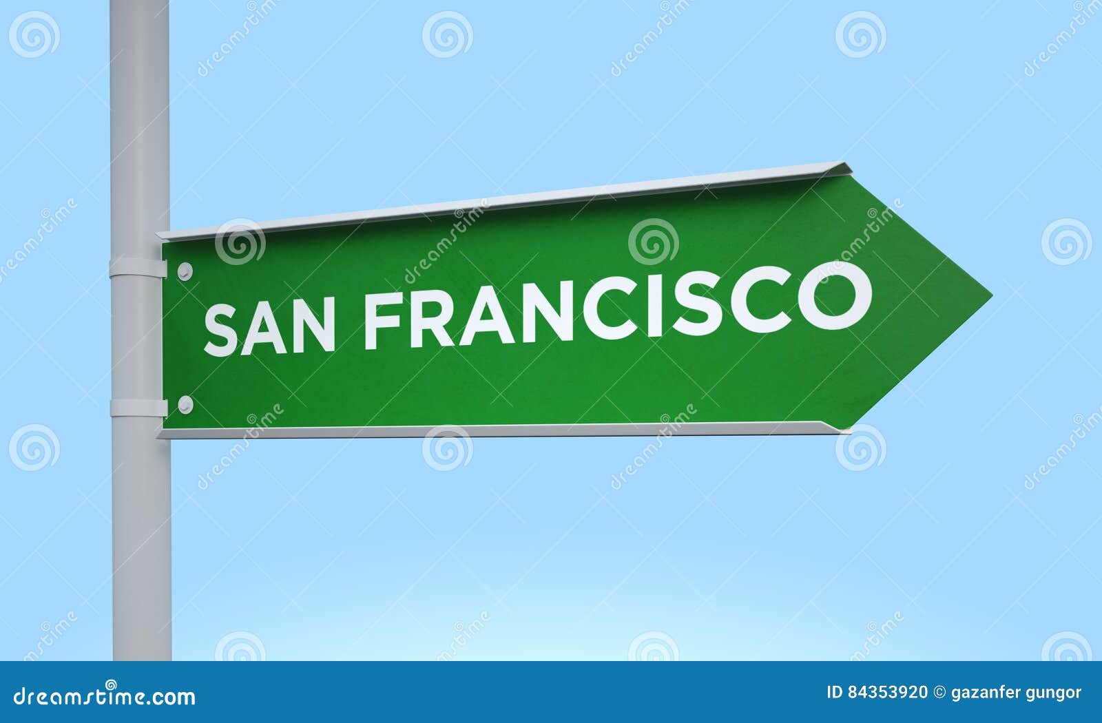 Poteau Indicateur Vert San Francisco Illustration Stock - Illustration ...