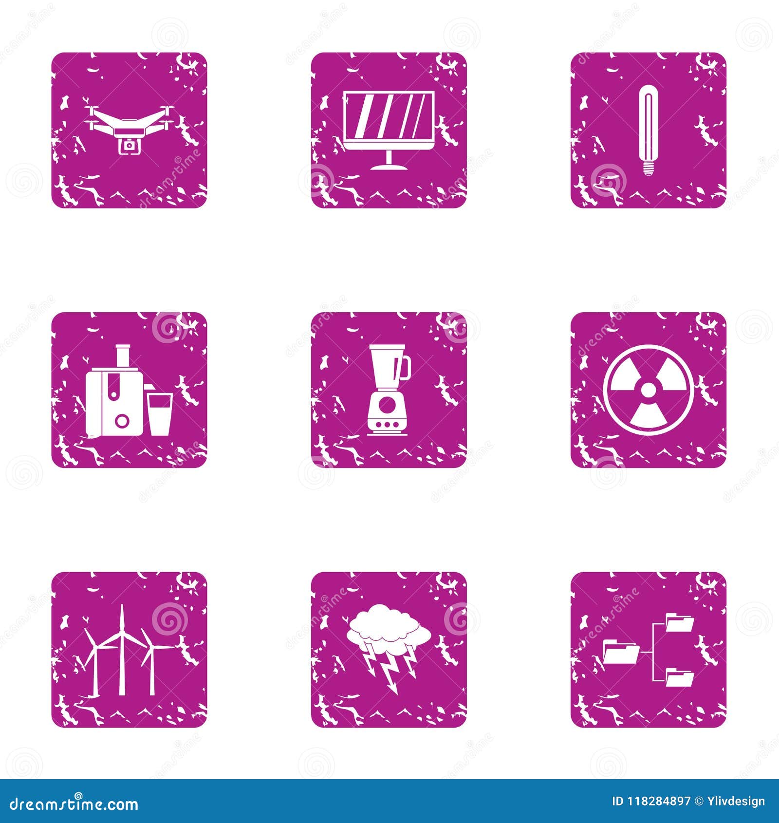 Potency Icons Set, Grunge Style Stock Vector - Illustration of power ...