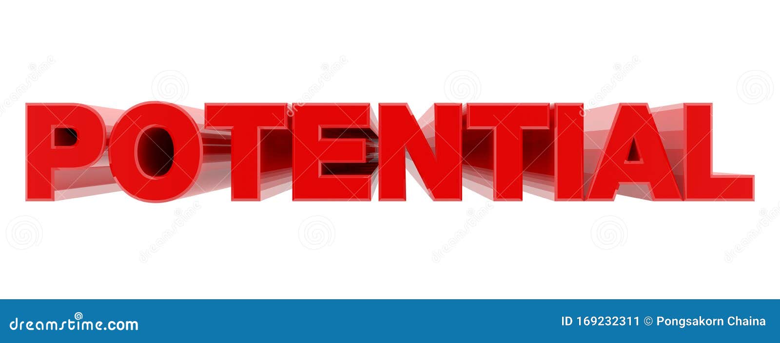 POTENTIAL Red Word on White Background Illustration 3D Rendering Stock ...
