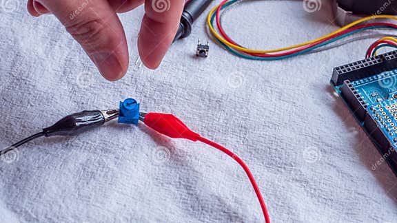 Potentiometer In Use As Part Of A Microcontroller Build Stock Image Image Of Project Electric