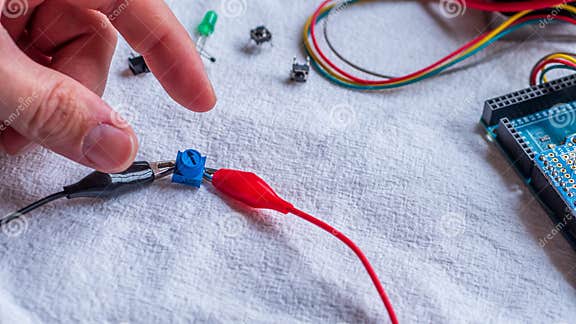 Potentiometer In Use As Part Of A Microcontroller Build Stock Image Image Of Electric