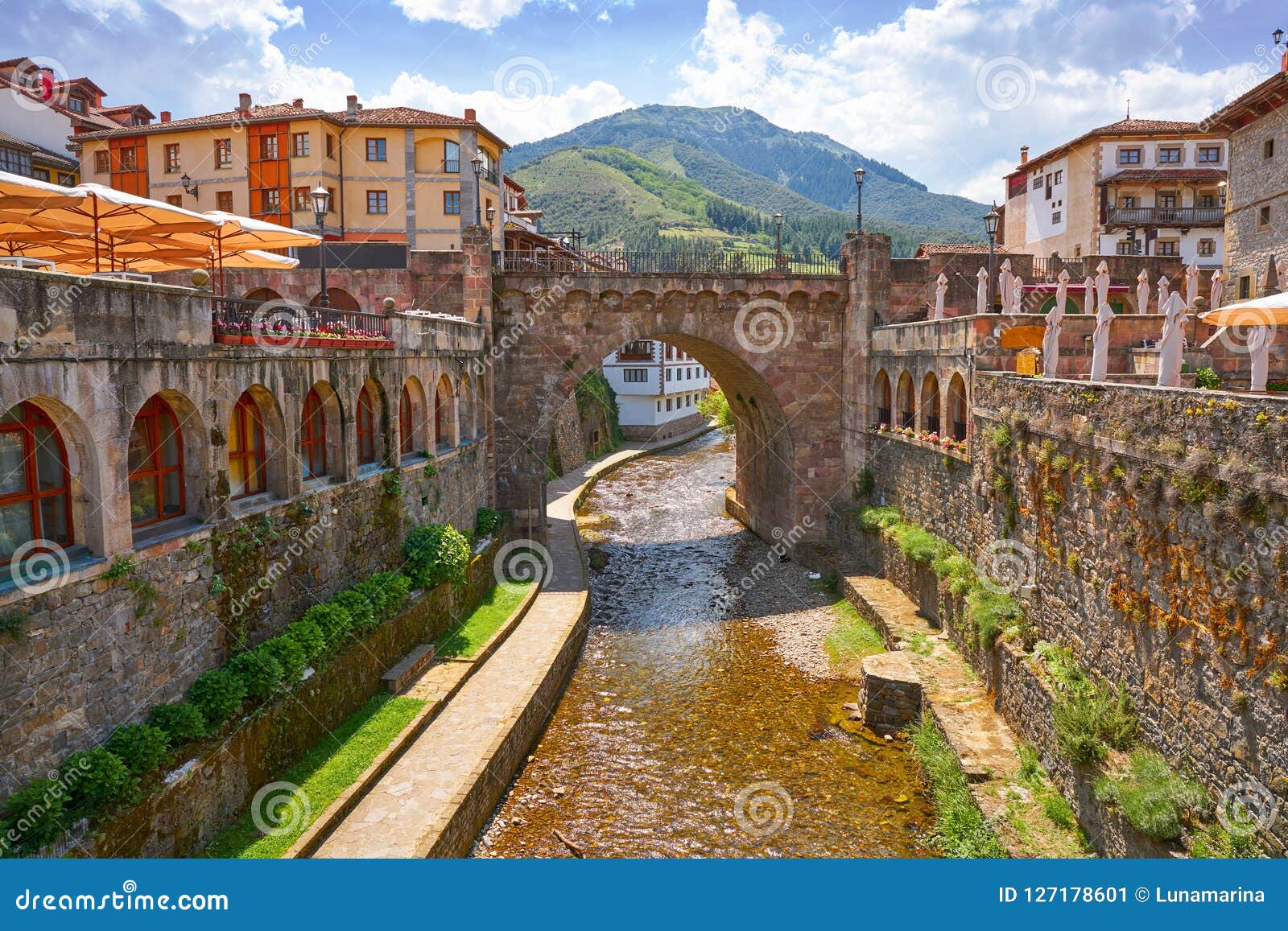 Potes River Quiviesa Deva a Cantabria Village Spain Stock Image - Image ...