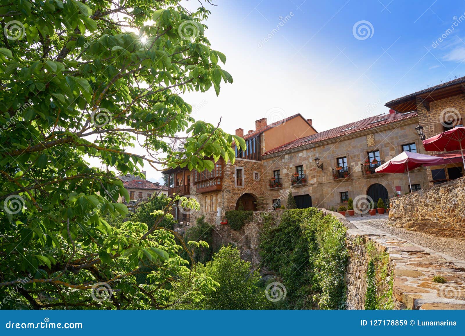 Potes River Quiviesa Deva a Cantabria Village Spain Stock Image - Image ...